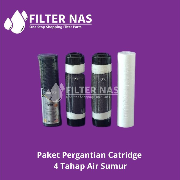 Jual Paket Catridge Filter Air Sumur Besi Tinggi 4 tahap | Shopee Indonesia