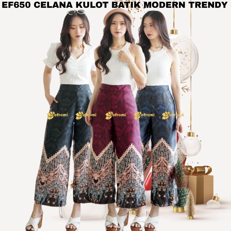 Jual CELANA BATIK SATIN PRINT KULOT WANITA MODERN#BAWAHAN KULOT BATIK ...
