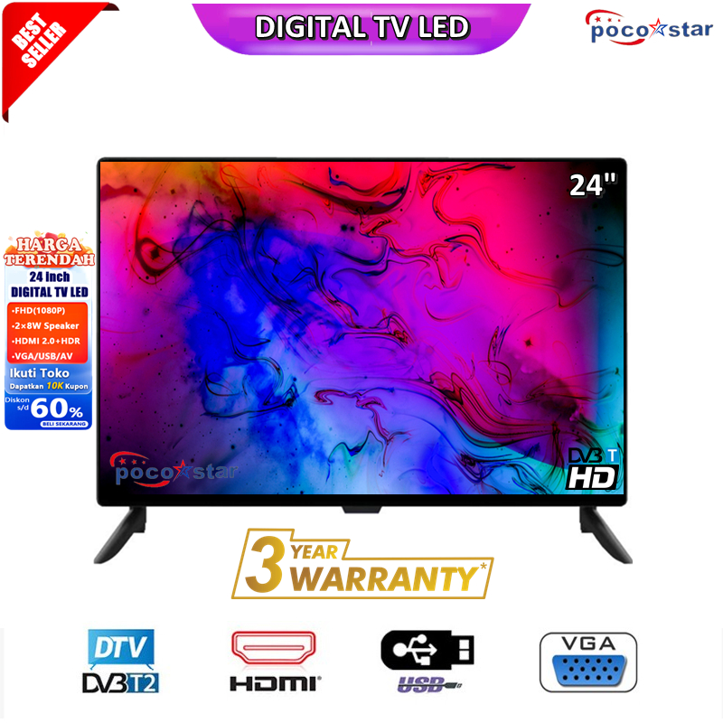 Jual DIGITAL TV LED 24 inch TV DIGITAL FULL LAYAR HD GARANSI 3 TAHUN ...