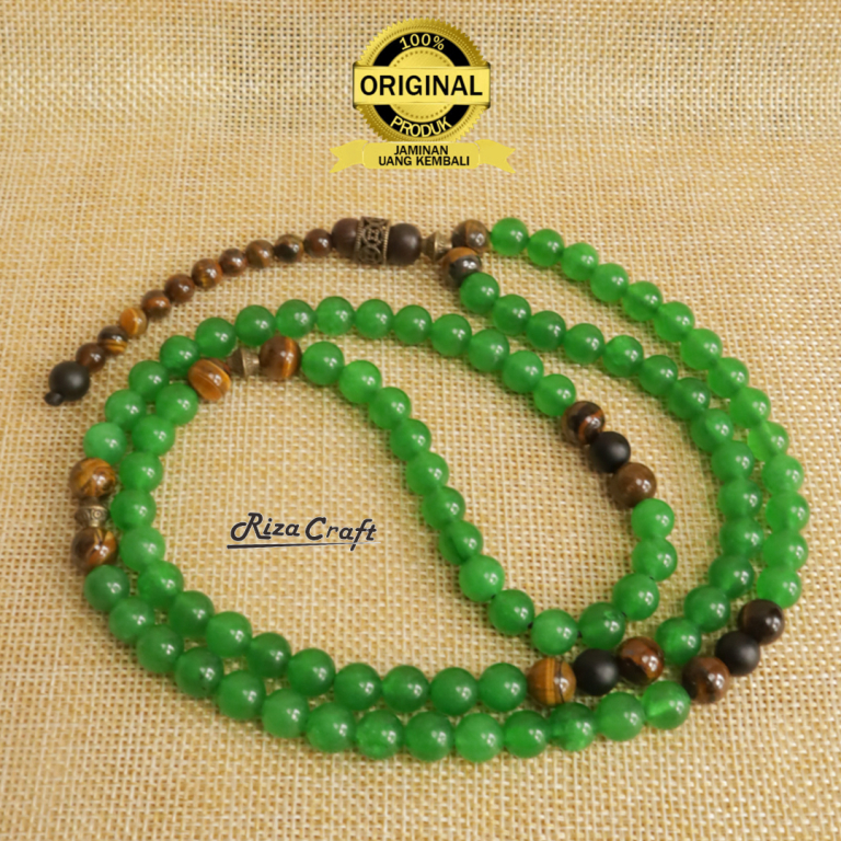 Jual GOLDEN GREEN JADE Tasbih Batu Alam Kristal Giok Hijau ASLI 100% 99 ...