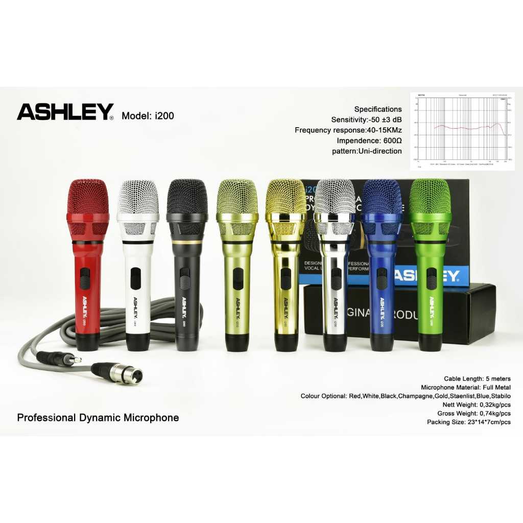 Jual Mic Kabel Ashley i200 | i 200 | i300 Original 6 Warna | Shopee ...