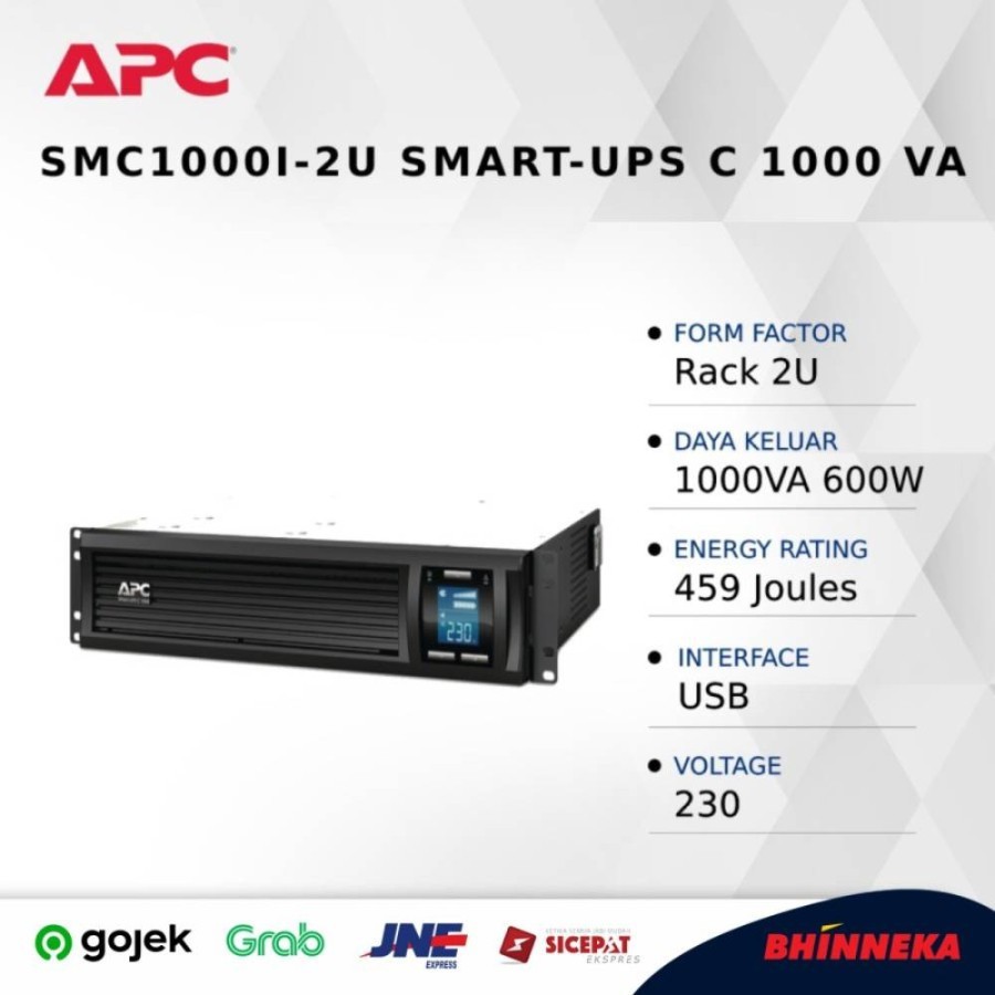 Jual UPS APC SMC1000I-2U Smart-UPS C 1000 VA LCD RM 2U 230V SmartConnect | Shopee Indonesia