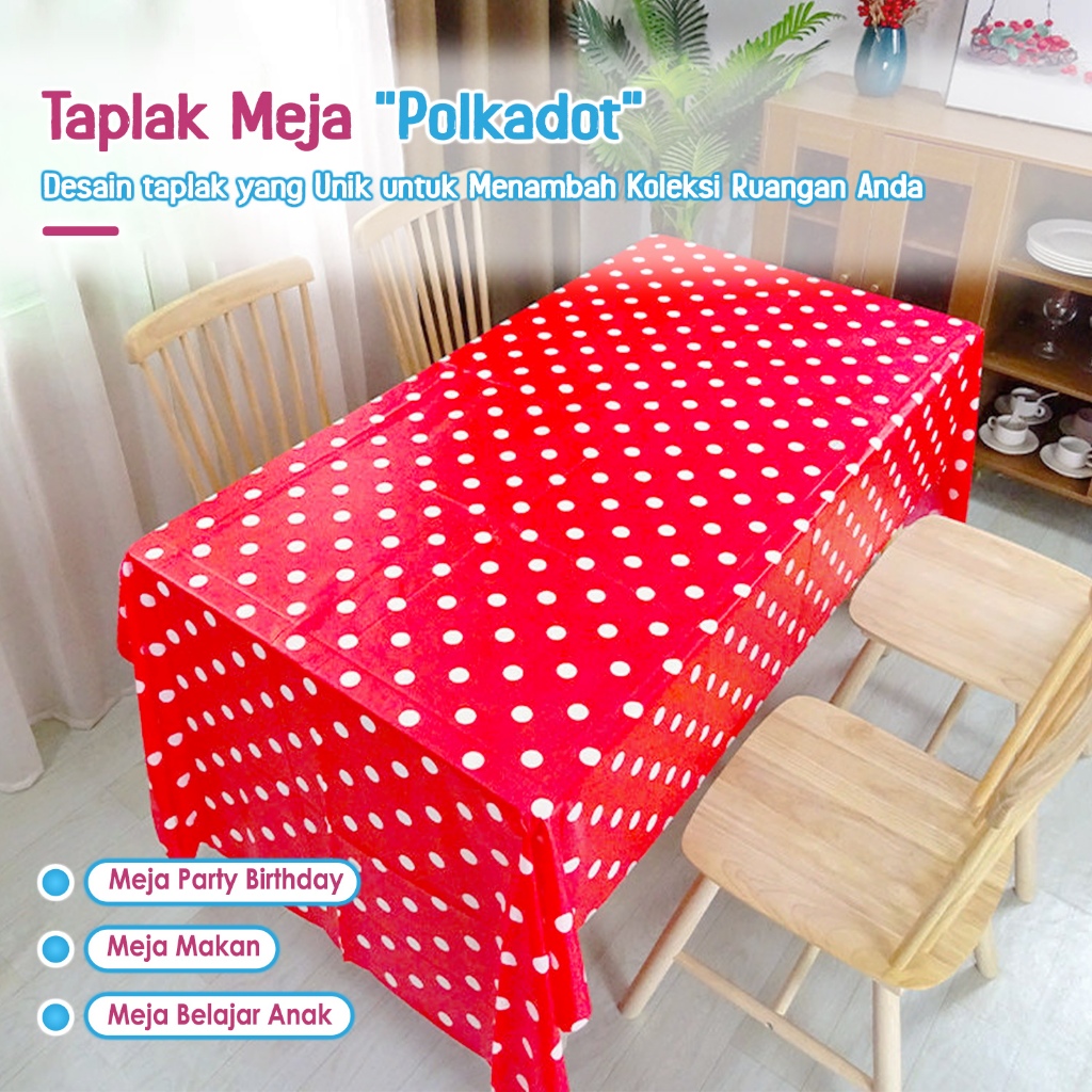 Jual Taplak Meja Plastik Motif Polkadot/Plastik Table Cover 137x183cm Motif Cantik - D11-4A ...
