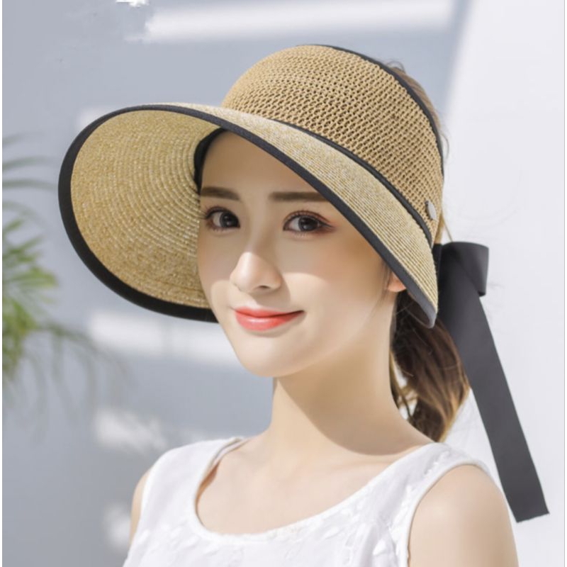 Jual topi pantai wanita lebar gaya Korea varian 6 warna-impot | Shopee Indonesia