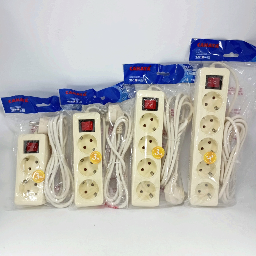Jual STOP KONTAK KABEL ARDE/DALAM+SWITCH TUNGGAL CAHAYA 2 / 3 / 4 / 5 LUBANG | 1,5 / 3 / 5 / 10 ...