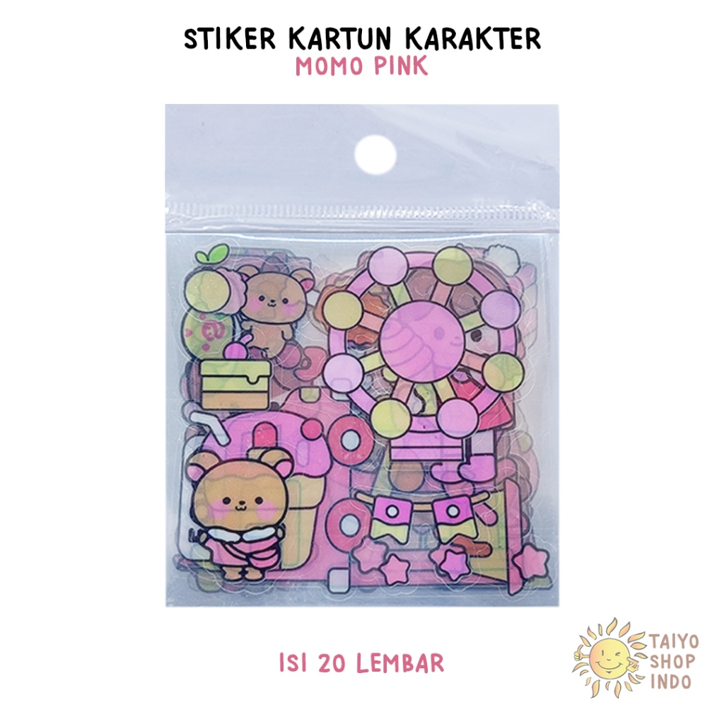 Jual TAIYO Sticker Aesthetic Momo 2D Stiker Pack Isi 20 Lembar Kartun ...