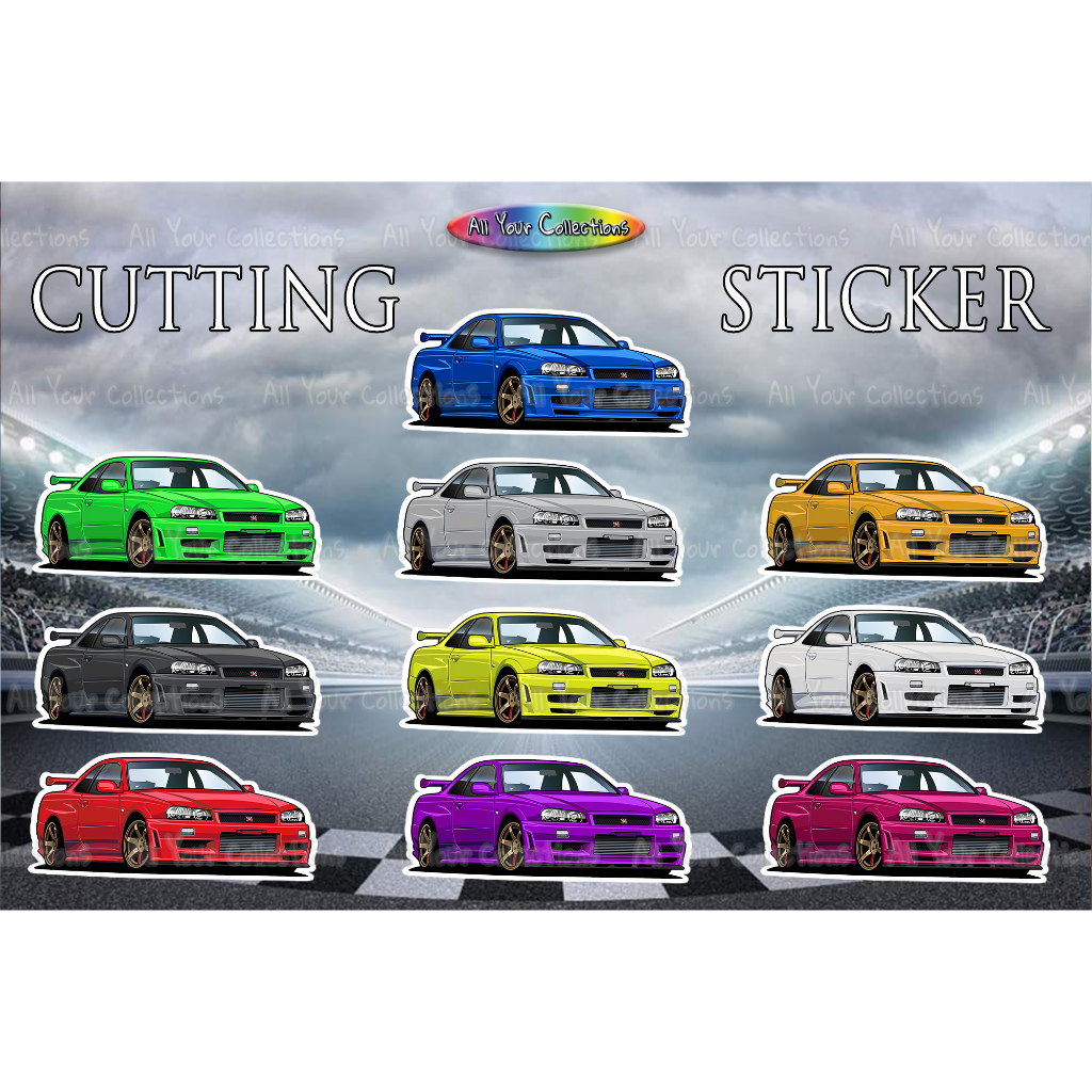 Jual STICKER NISSAN SKYLINE R34 ANEKA WARNA VIRAL STIKER VINYL CUTTING ...