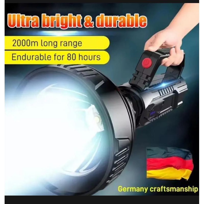 Jual 100% Original 80watt Senter Led Besar Jarak jauh 2Km Super Terang ...