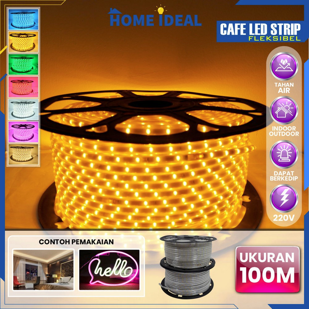 Jual Lampu LED Strip Selang 5050 1 Roll Led Strip Uk 100Meter 220V ...