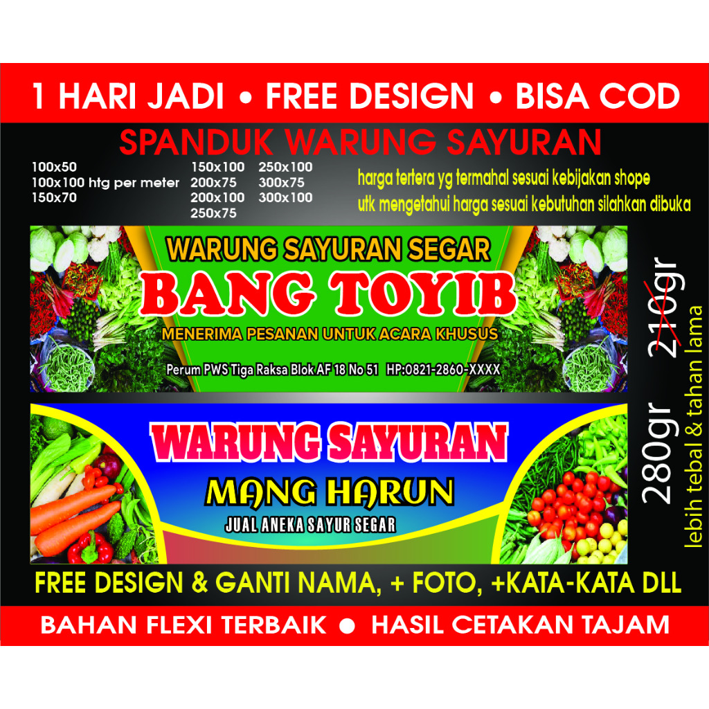 Jual SPANDUK WARUNG SAYURAN | Shopee Indonesia