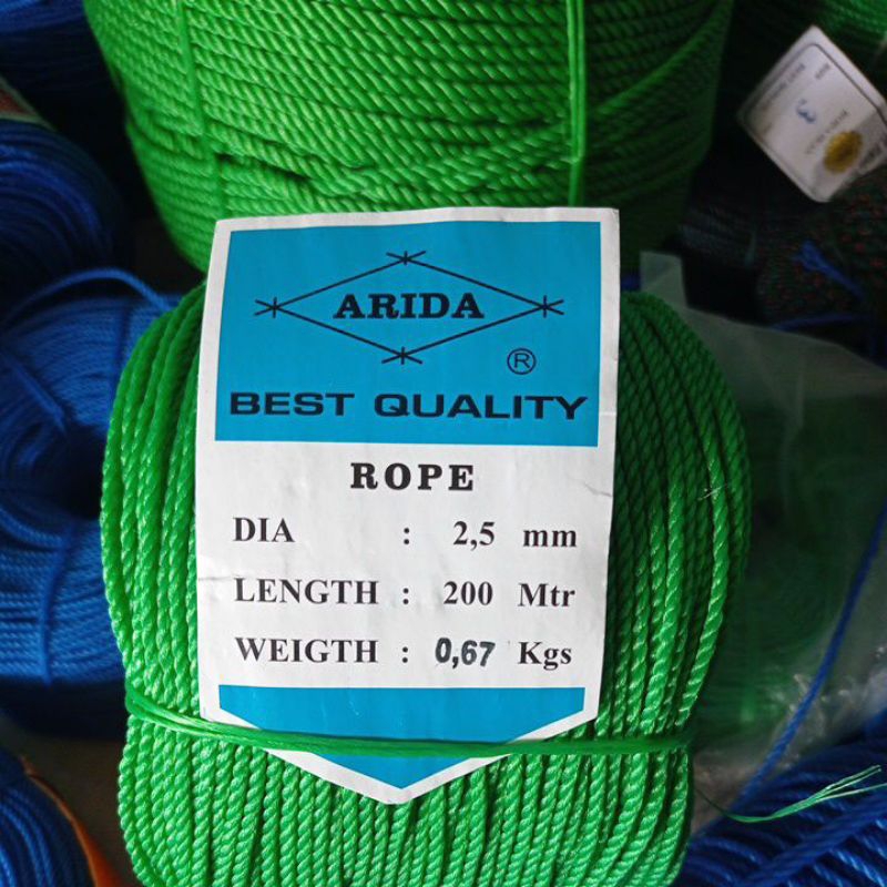 Jual Tali tambang tampar 2,5 mm 200m ARIDA tali tambang kecil | Shopee Indonesia