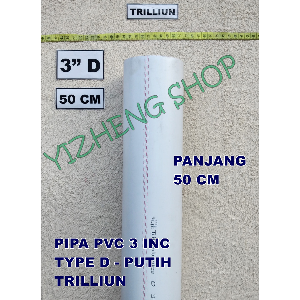 Jual Pipa PVC 3 INCH D PUTIH TRILLIUN PANJANG 50CM | Shopee Indonesia