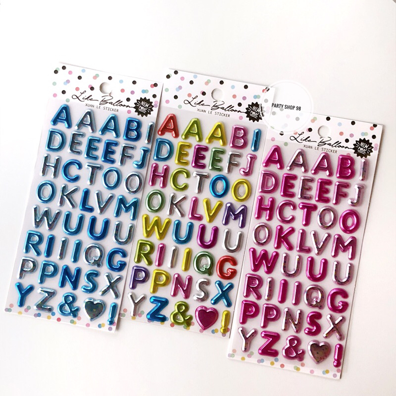 Jual STICKER ALPABETH METALIC COLORFULL UKURAN MEDIUM / STICKER ABJAD ...