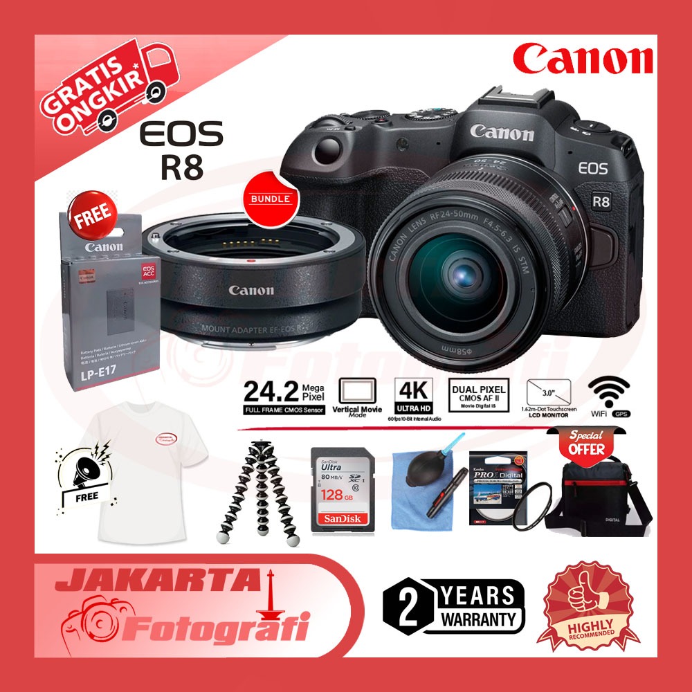 Jual Canon EOS R8 Kit RF 24-50mm f4.5-6.3 IS STM Lens Mirrorless Camera ...