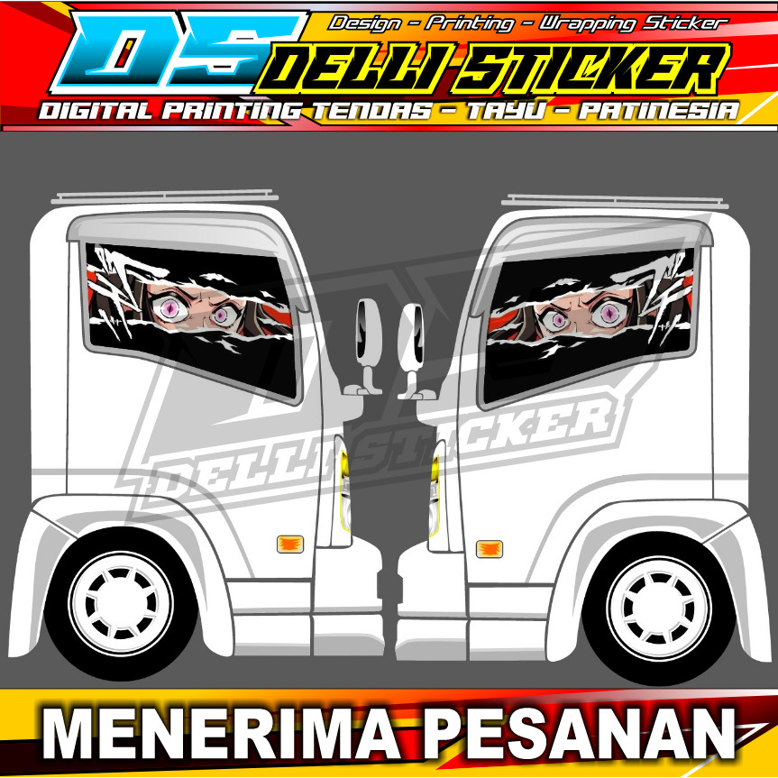 Jual Stiker One Way Variasi Blok Kaca Samping Truk Giga - Kaca Pintu ...
