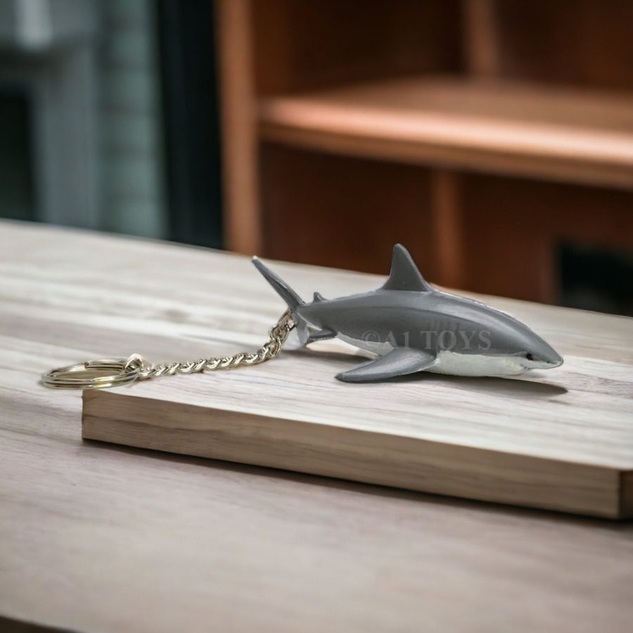 Jual Gantungan Kunci Miniatur Ikan Hiu Putih Great White Shark 7 cm ...