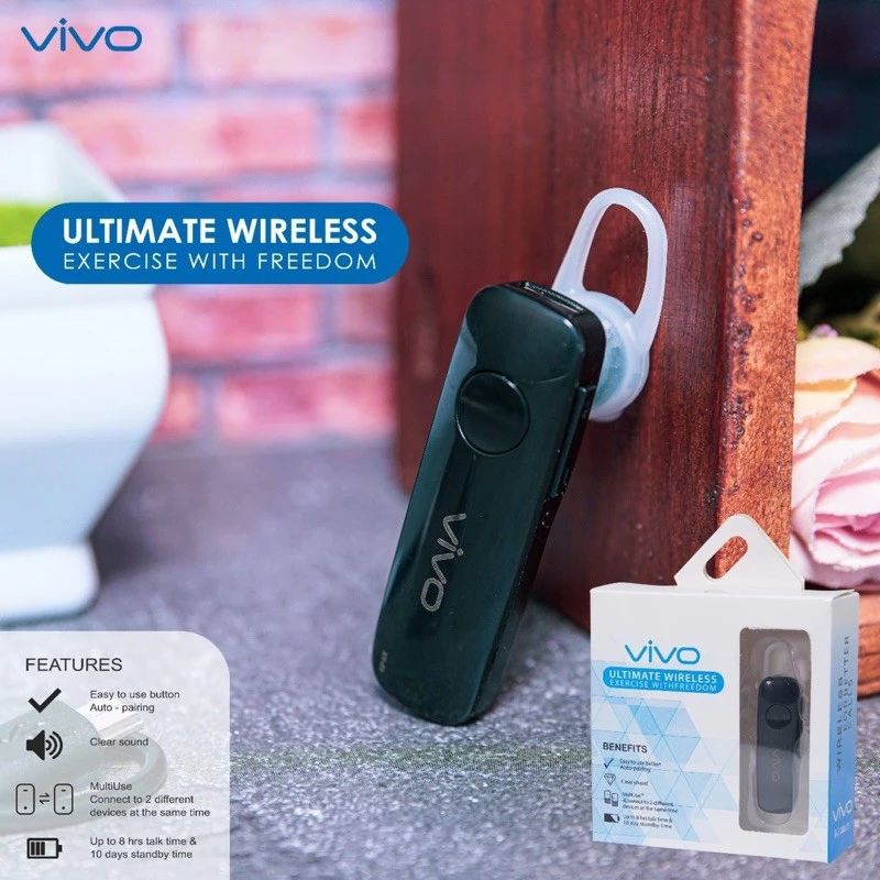 Jual HF BLUETOOTH VIVO BRAND SINGLE XT-001 NEW ULTMATE WIRELESS ...