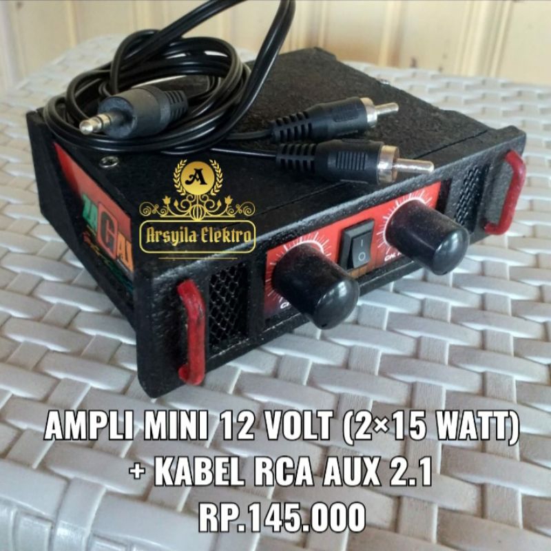 Jual POWER AMPLIFIER / AMPLI MINI 12 VOLT STERIO BOX MINIATUR KAYU ...