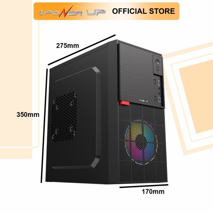 Jual Casing komputer 3 Power Up Aeromax AM-560 Include PSU 500W m-ATX ...