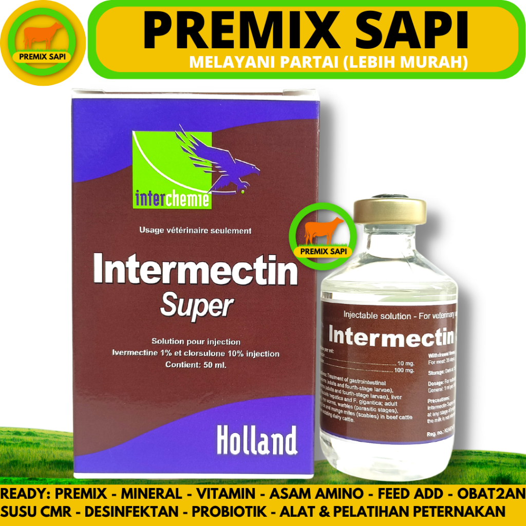 Jual INTERMECTIN SUPER 50 ML - Obat Ekto dan Endo Parasit Hewan Sapi Kambing Domba Like Ivomec ...