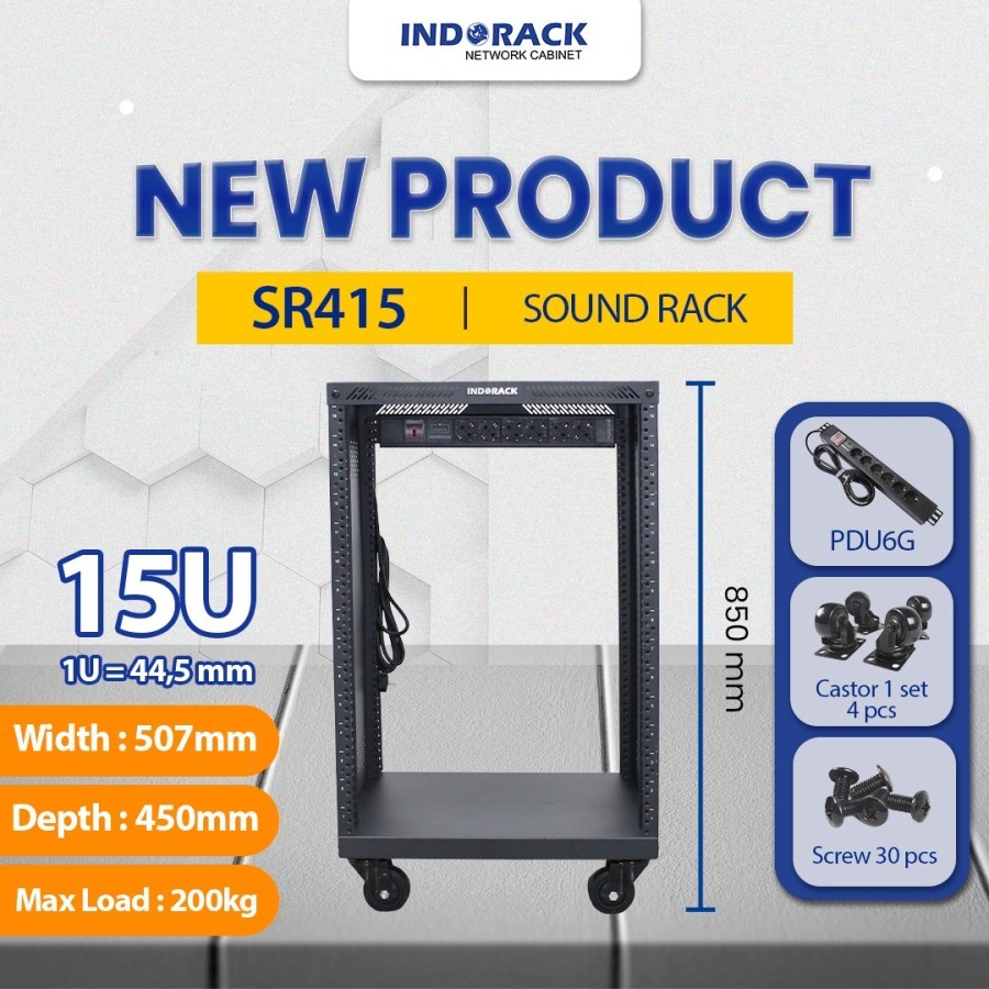 Jual INDORACK SOUND RACK AUDIO SR415 Depth 400mm INDORACK 15U | Shopee ...
