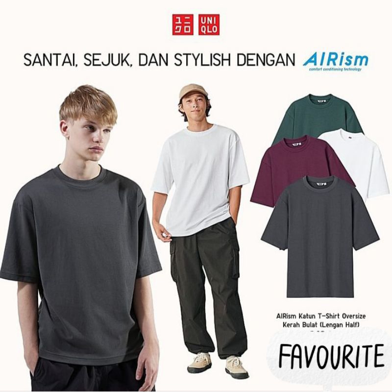 Jual FLASH SALE UNIQLO Kaos Airism Katun Tshirt Oversize Kerah Bulat ...