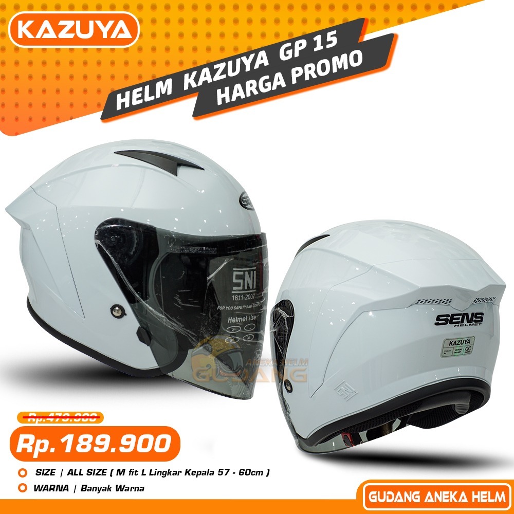 Jual Helm GP 15 Solid Putih Kazuya Half Face Kairoz Terbaru Promo SNI ...