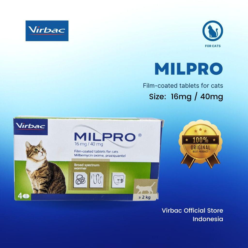 Jual VIRBAC MILPRO CAT TABLET OBAT ANTI CACING UNTUK KUCING | Shopee ...