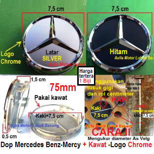 Jual wheel dop roda center as velg mercedes benz mercy 7,5 cm 75mm logo ...