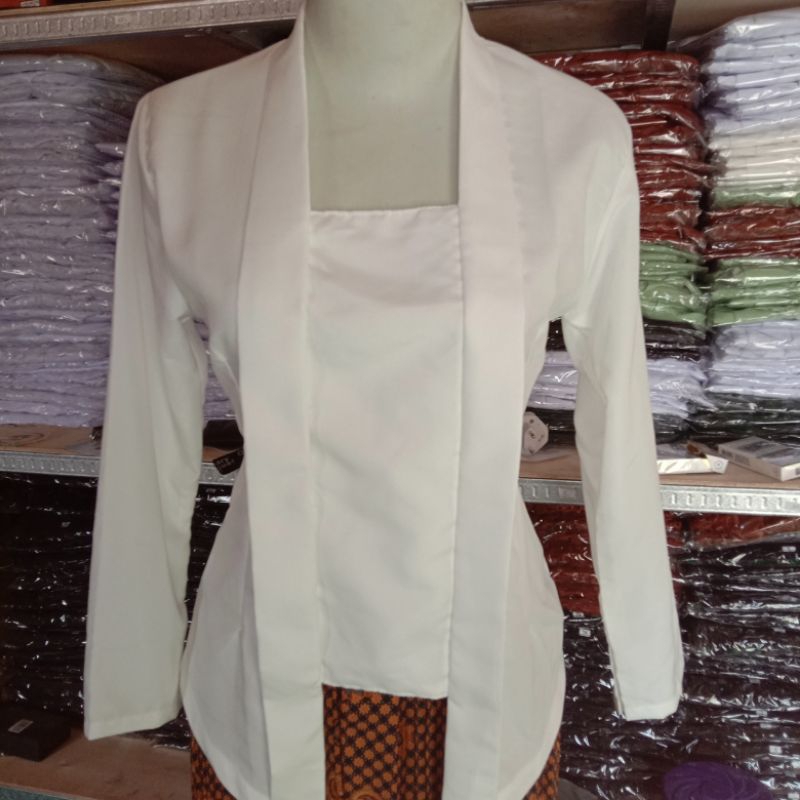 Jual KEBAYA KUTUBARU modern POLOS Putih hitam jotol terakota | Shopee ...