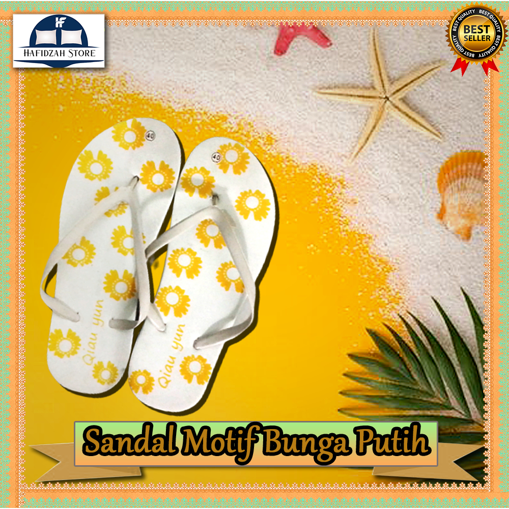 Jual Sandal Bunga Putih / Ringan Kuat Anti Slip / Sendal Jepit Pria ...