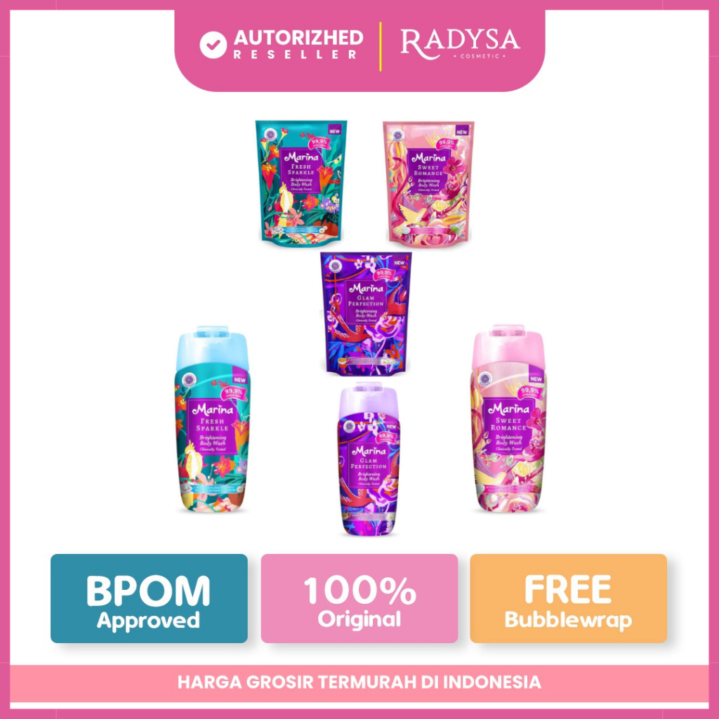 Jual 𝐑𝐀𝐃𝐘𝐒𝐀 - Marina Brightening Body Wash Botol - Body Wash Pouch ...