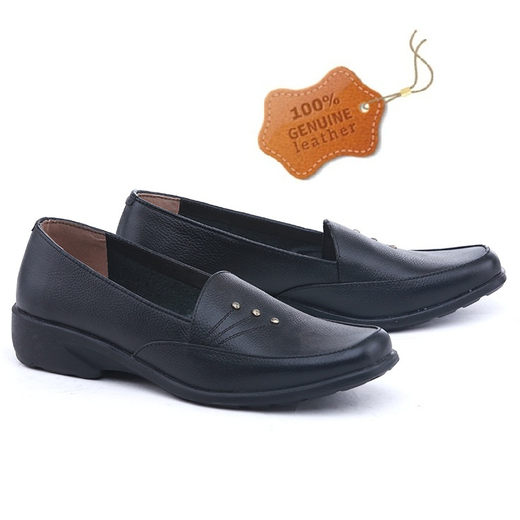 Jual Sepatu Formal Wanita Kulit Asli Hitam Hak 3cm Premium Pantofel ...
