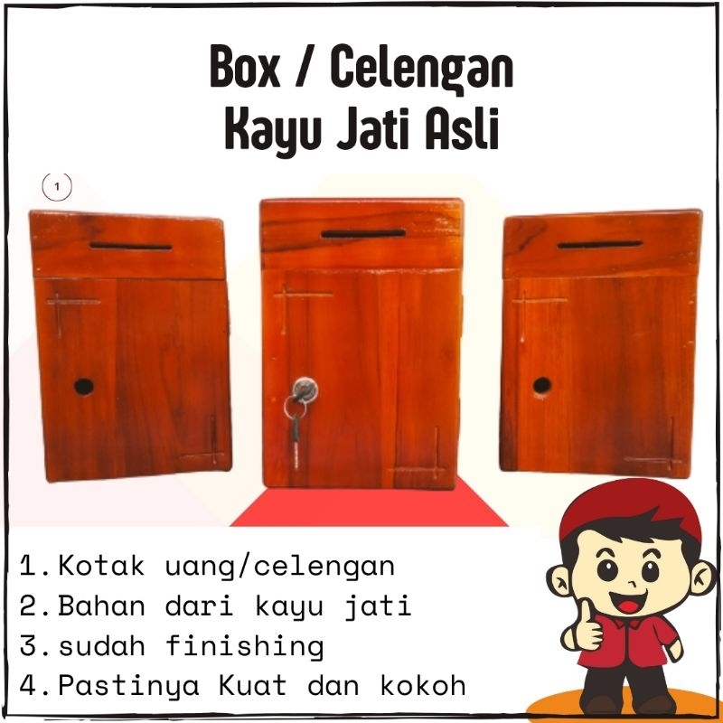 Jual Box Saran Kotak Amal Kayu Jati 15x15x25 | Shopee Indonesia