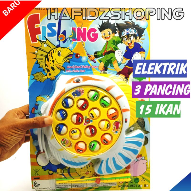 Jual Mainan Pancing Ikan Fishing Game Elektrik 3 Pancingan | Shopee ...