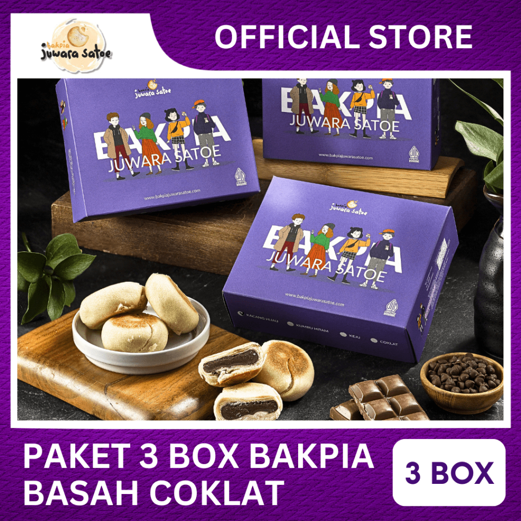 Jual [ 3 BOX ] PAKET BAKPIA BASAH RASA COKLAT - JUWARA SATOE | Shopee ...