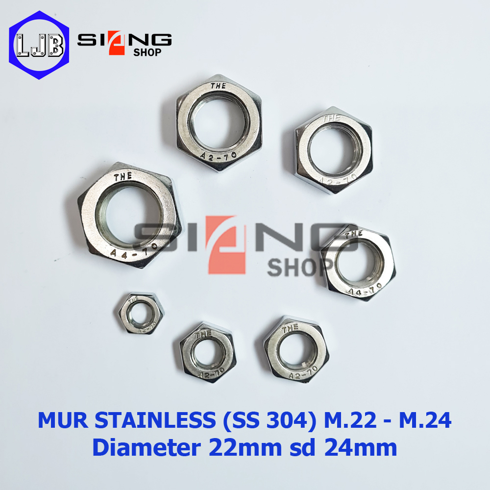 Jual Mur Stainless 304 M20 sd M24 THE A2-70 | Shopee Indonesia