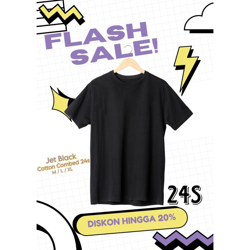 Jual Premium kaos polos cotton Combed 24s Hitam - Jet black | Shopee ...