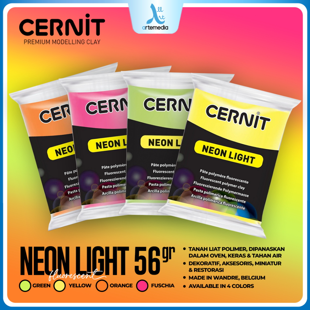 Jual Cernit Neon Light Polymer Clay Modeling Dekoratif Aksesoris ...