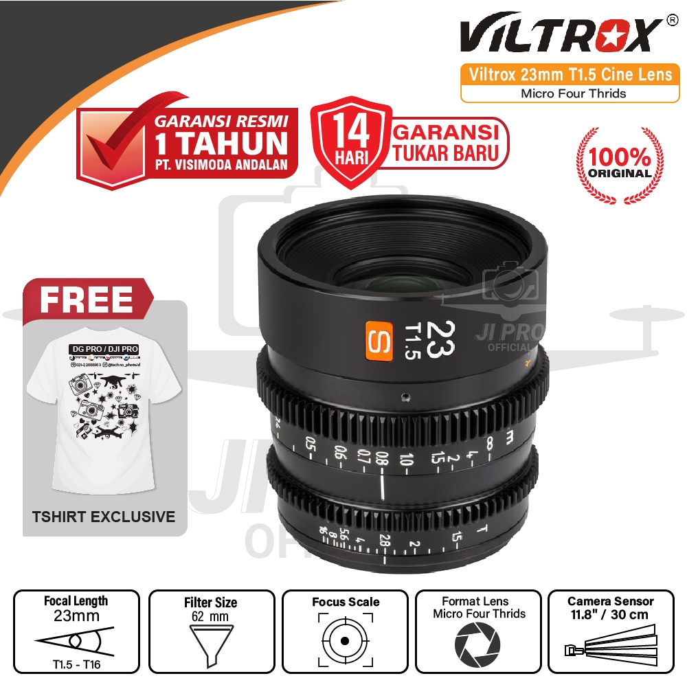 Jual Viltrox 23mm T1.5 Cine Lens Micro Four Thirds Mount - M43 Garansi ...