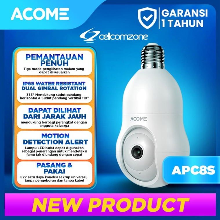 Jual ACOME IOT Outdoor, APC8S without cable PTZ TPD 1440 HD CCTV Wifi ...
