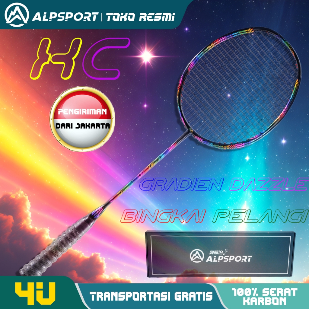 Jual ALPSPORT RR【2Raket + Tas】4U G5 100% Serat Karbon Penuh Desain Asli ...