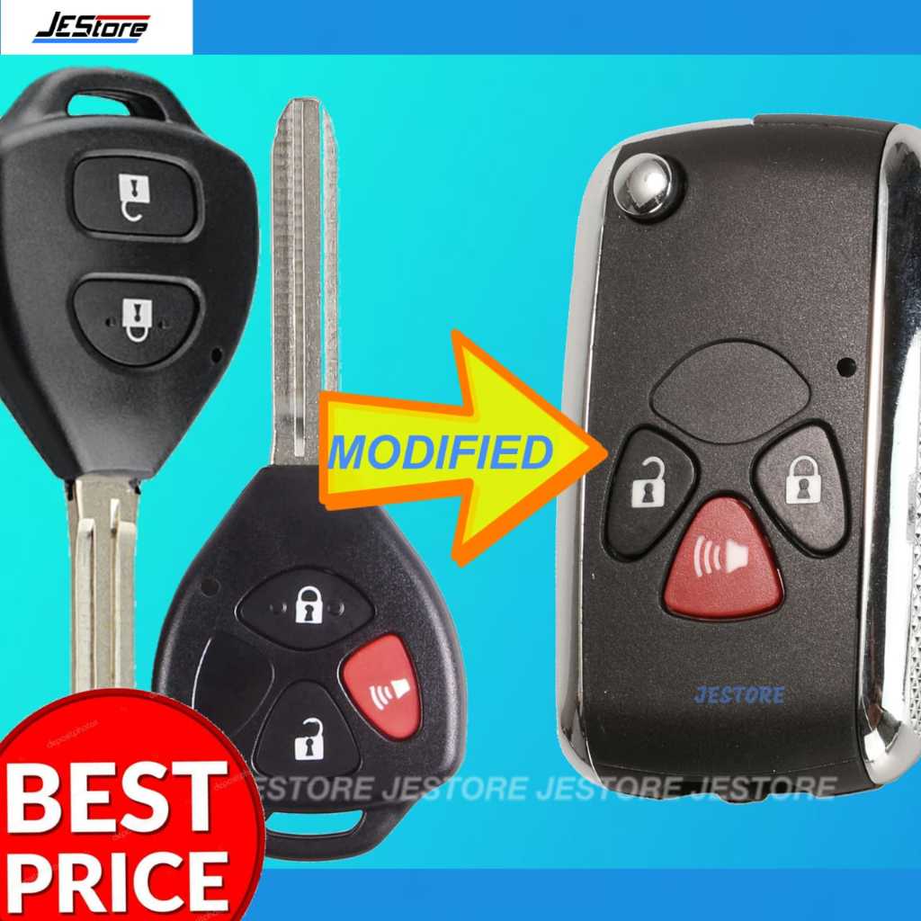 Jual REMOTE KUNCI TOYOTA CASING KUNCI MODIF TP-P 3BTN YARIS ALTIS ...