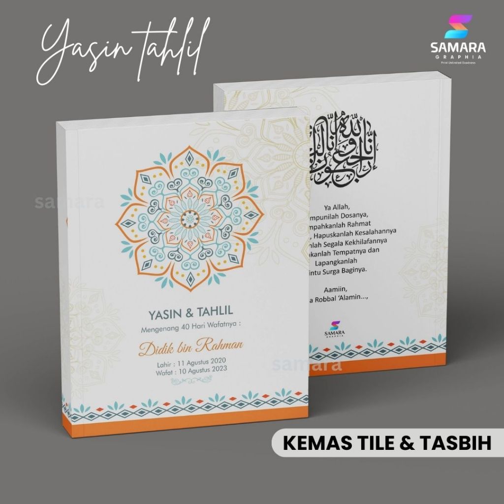 Jual Cetak Buku yasin dan tahlil custom foto almarhum lengkap 40 harian ...