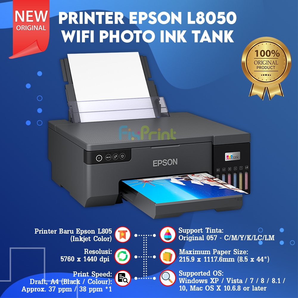 Jual Epson L8050 Wi-Fi Photo Ink Tank Printer Wireless Printer Foto A4 WiFi | Shopee Indonesia
