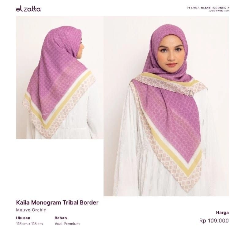 Jual Hijab elzatta kaila monogram tribal border | Shopee Indonesia