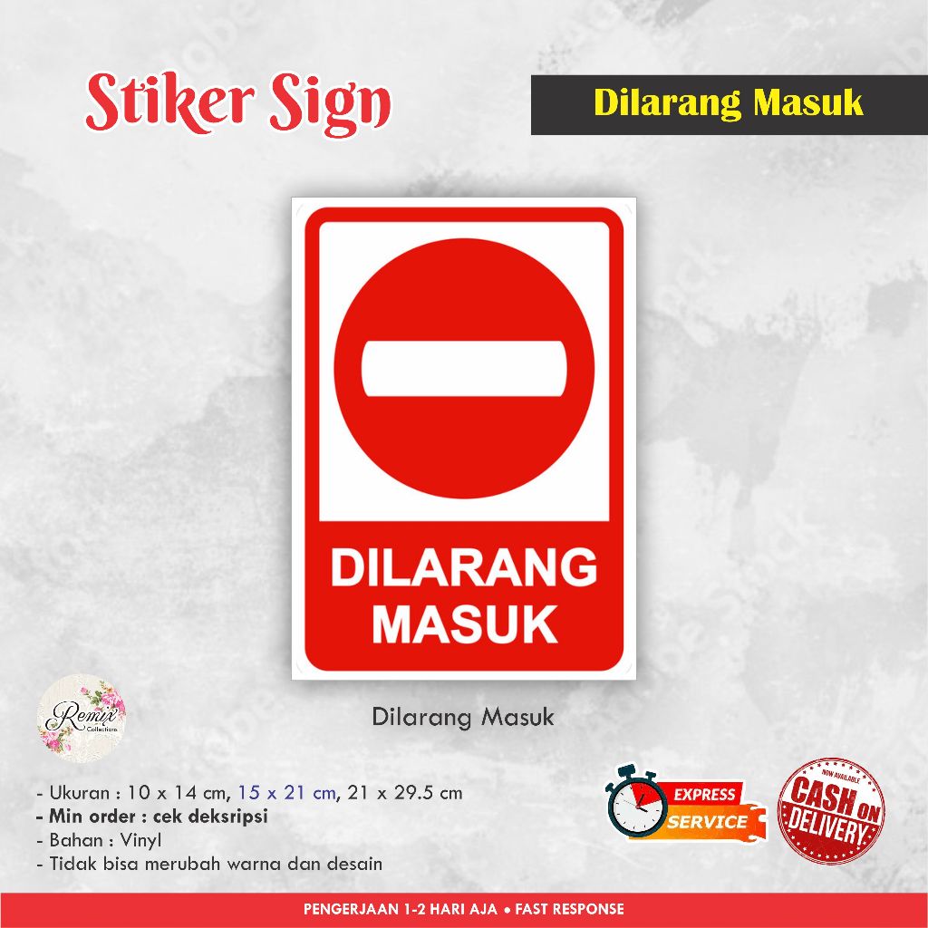 Jual STIKER SIGN DILARANG MASUK VINYL / STIKER PERINGATAN / SIGN LABEL ...