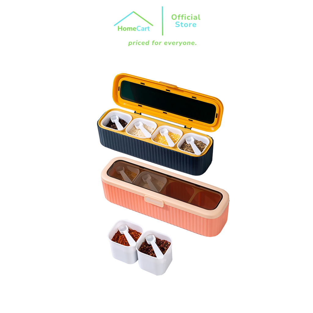 Jual Homecart Dispenser Rak Kotak Penyimpanan Bumbu Dapur 4 Sekat Wadah ...