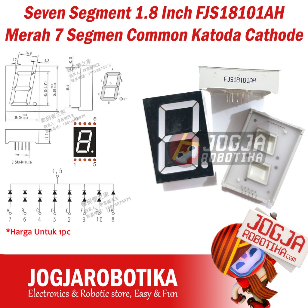 Jual Seven Segment 1.8 Inch FJS18101AH FJS18101CH Merah 7 Segmen Common ...