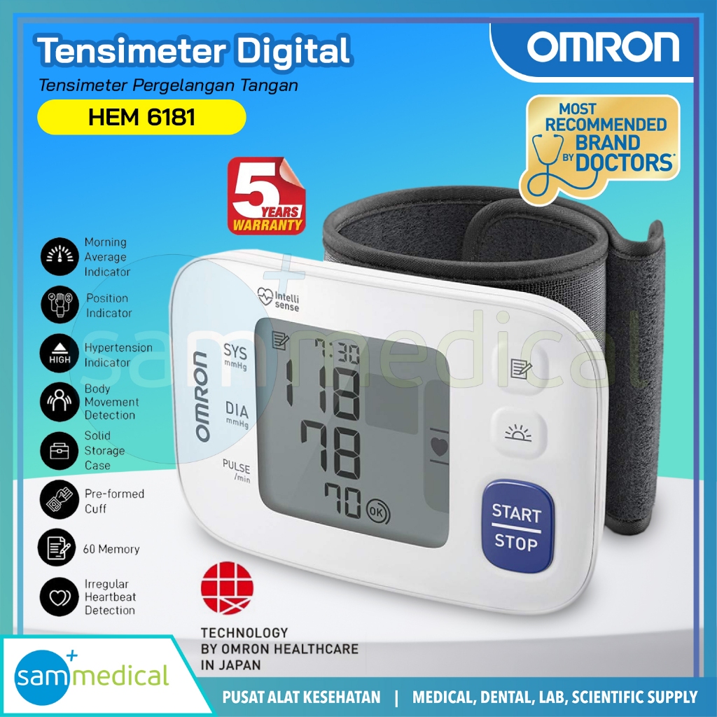 Jual OMRON Tensimeter Pergelangan Tangan HEM - 6181 / tensi wrist /alat ...